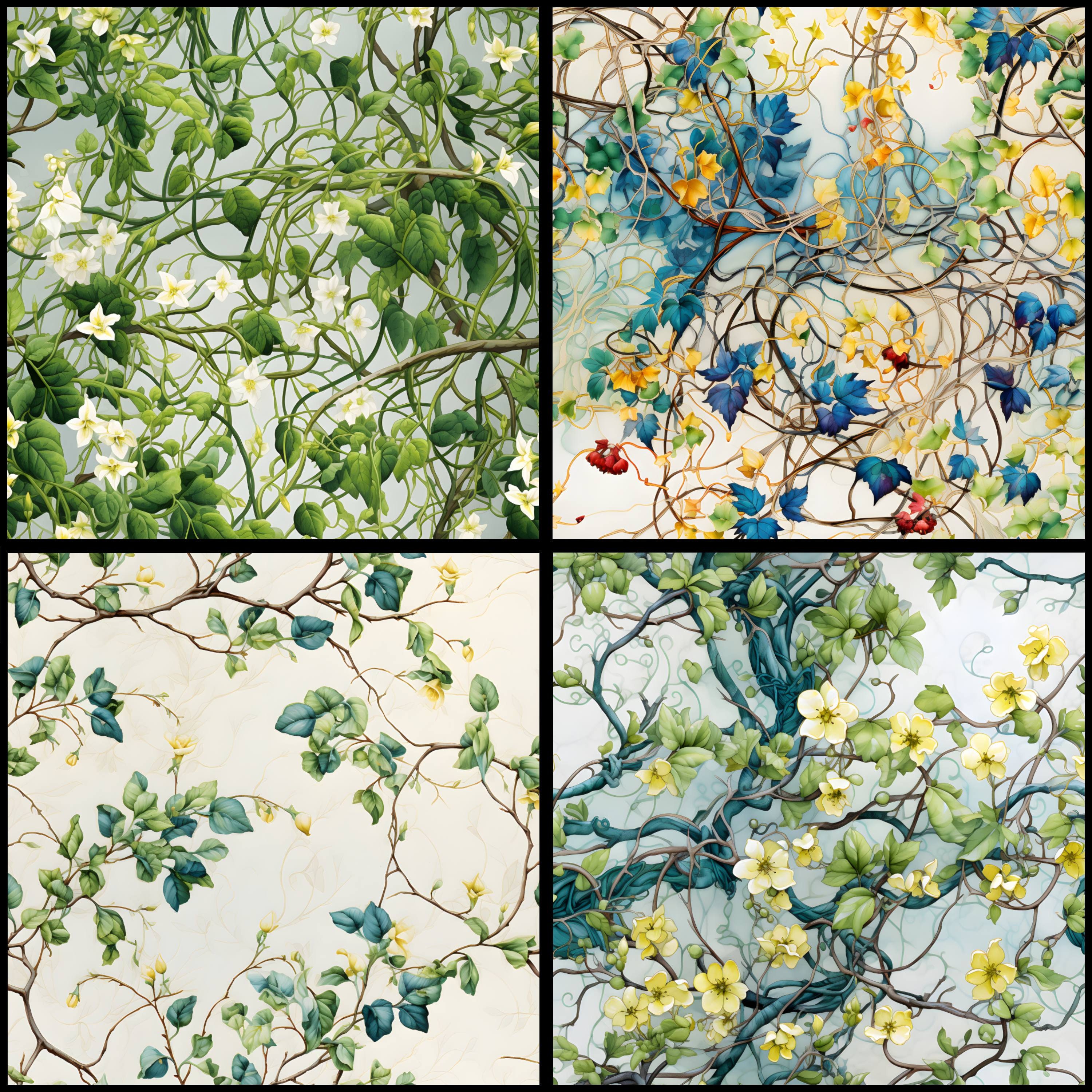 Digital Paper Vines Pattern Instant Download Seamless Digital Tendrils ...