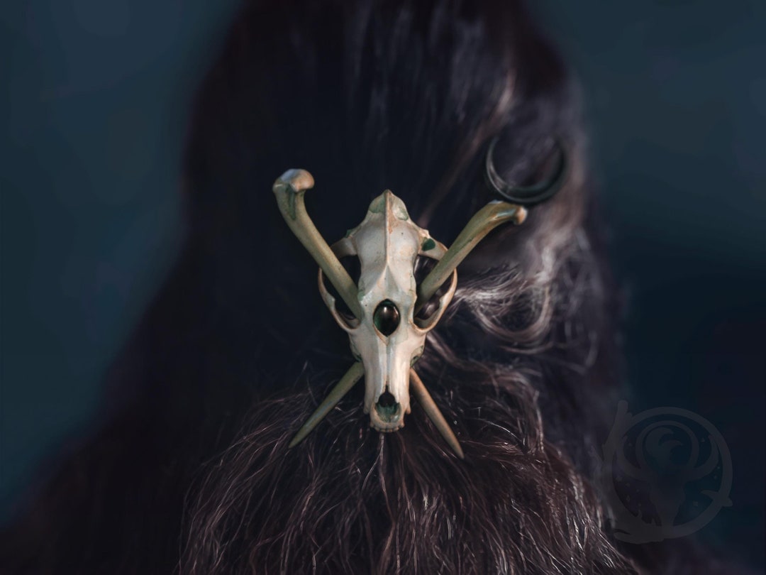 Hand-painted Faux Wolf Skull Hair Pin Fascinators - Nordic Viking ...