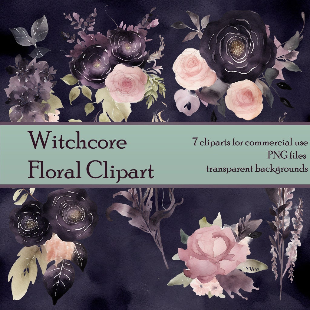 Witchcore / Cottagecore Floral Clipart Instant Download Printable ...