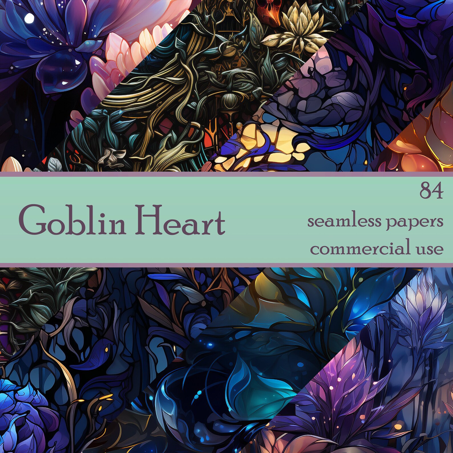 Printable Seamless Digital Paper Textures Goblin Heart Instant Download ...