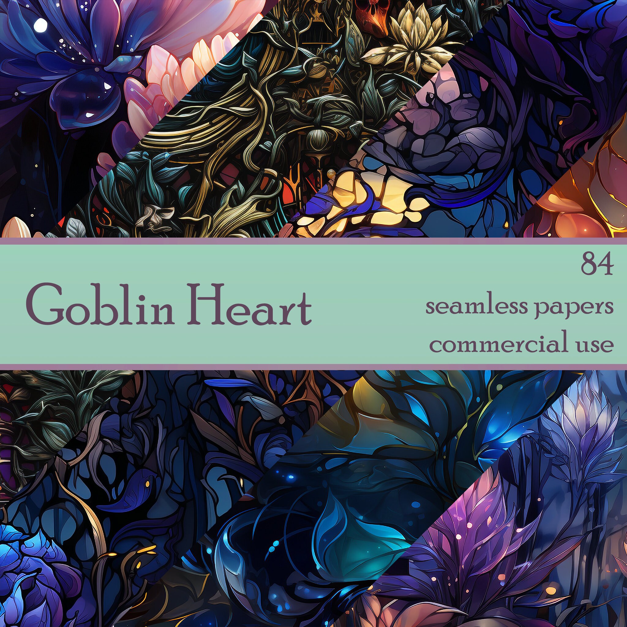 Printable Seamless Digital Paper Textures Goblin Heart Instant Download ...