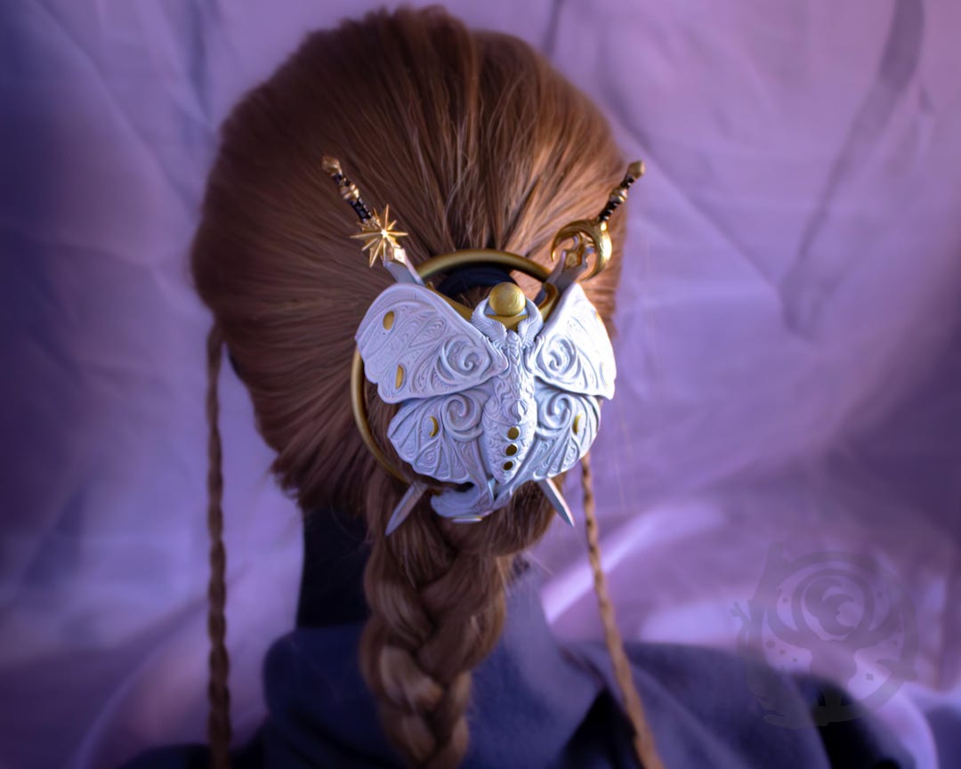 Luna Moth Heraldry Hair Bun Holder and Sword Pins - Dark Academia ...