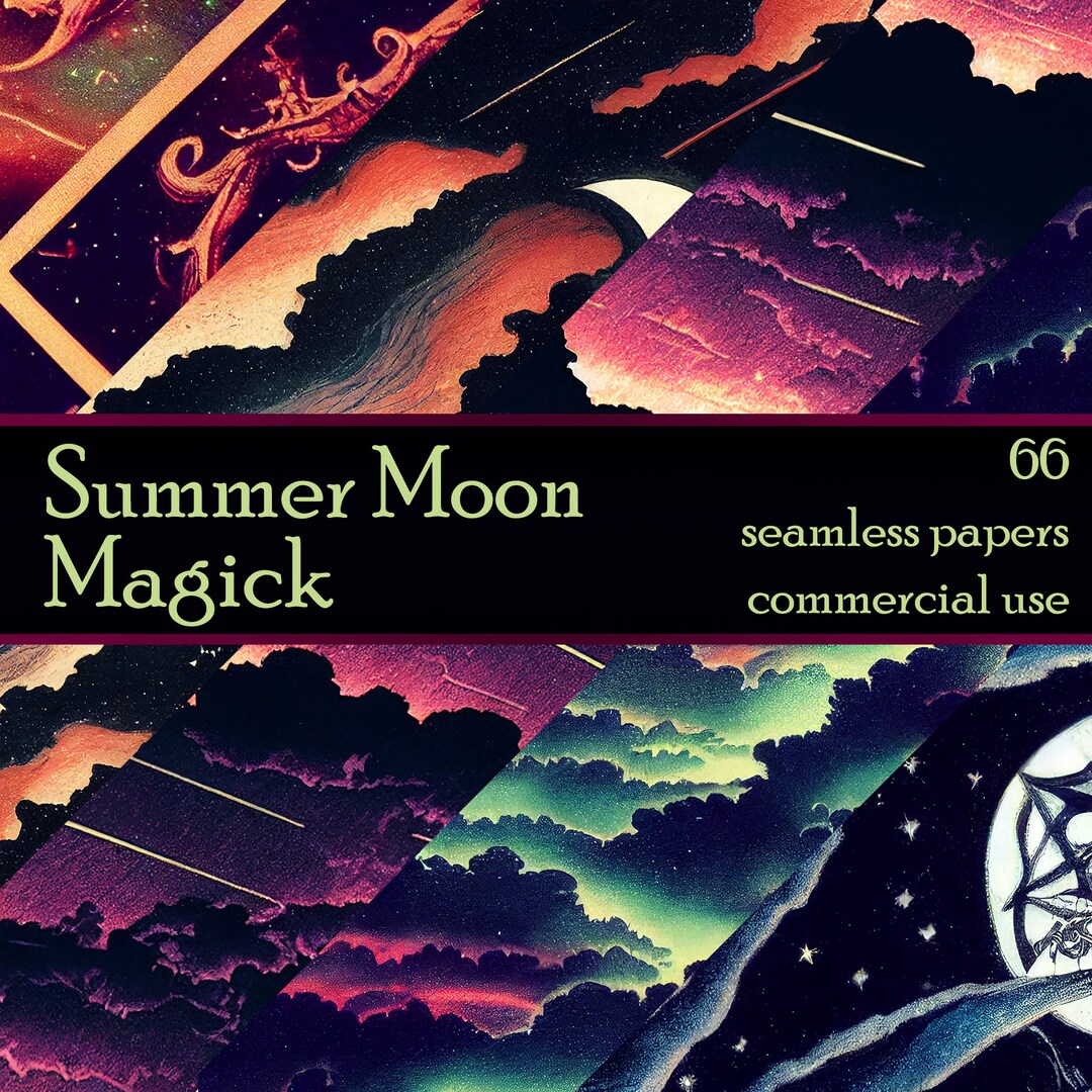 Printable Seamless Digital Paper Textures Summer Moon Magick Instant ...