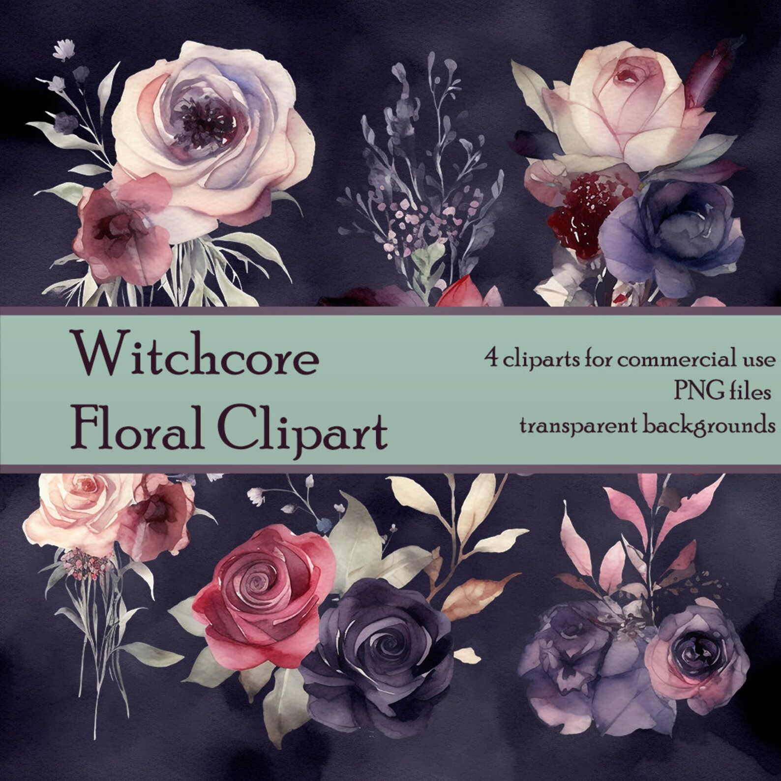 Witchcore / Cottagecore Floral Clipart Instant Download Printable ...