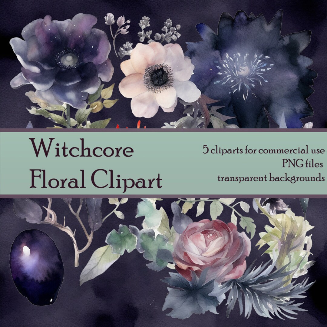 Witchcore / Cottagecore Floral Clipart Instant Download Printable ...
