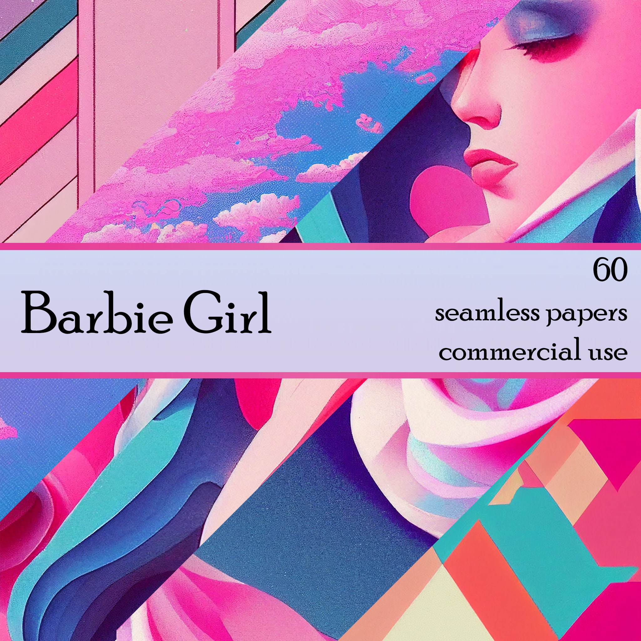 Printable Seamless Digital Paper Textures Barbie Girl Instant Download ...