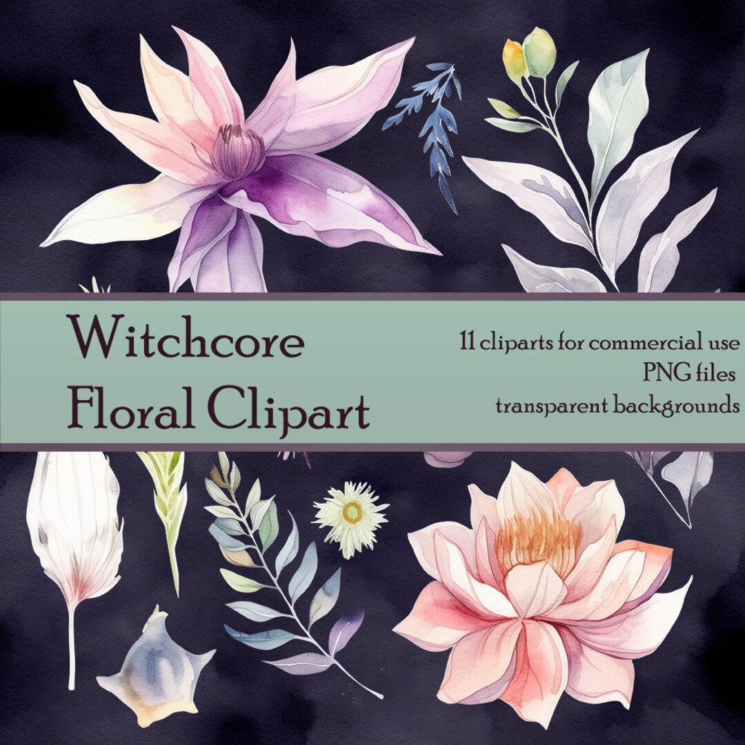 Witchcore / Cottagecore Floral Clipart Instant Download Printable ...