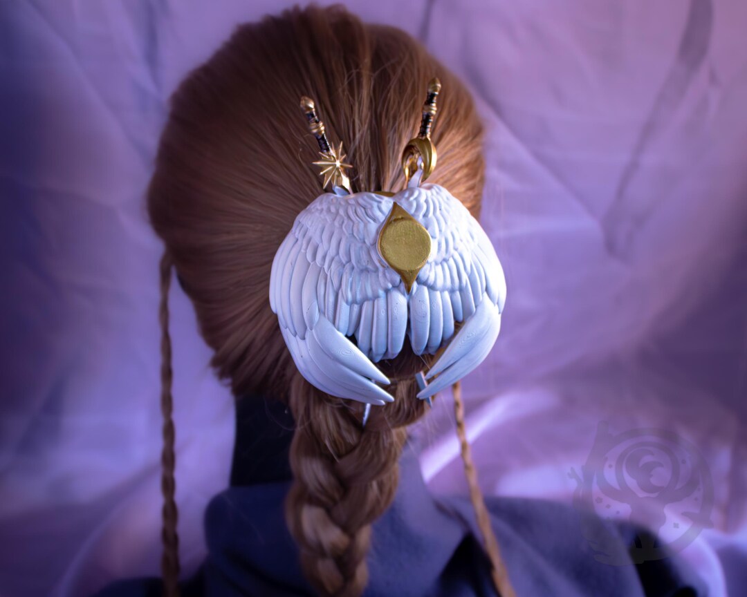 Angel Wing Heraldry Hair Bun Holder and Sword Pins - Dark Academia ...