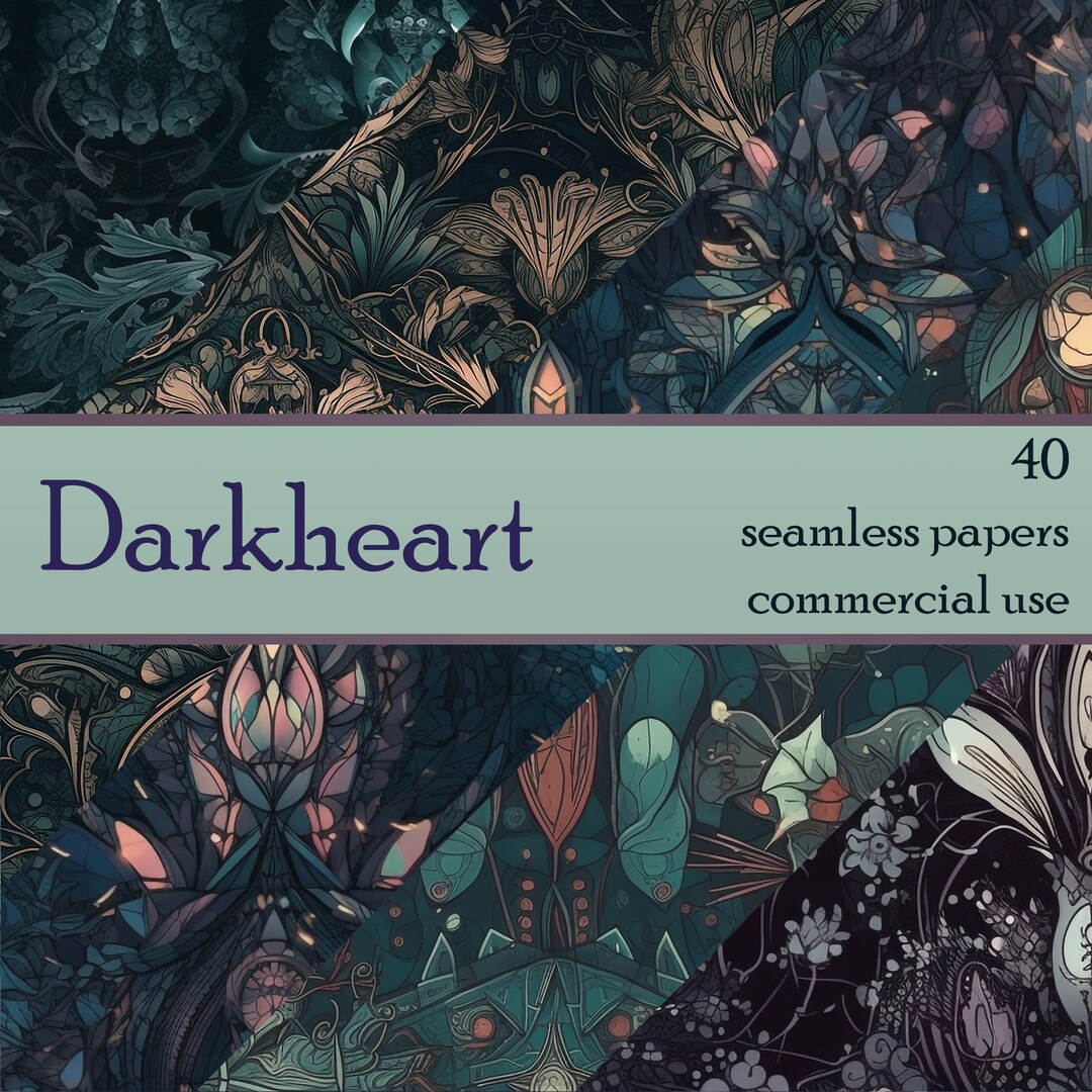 Printable Seamless Digital Paper Textures Darkheart Instant Download ...