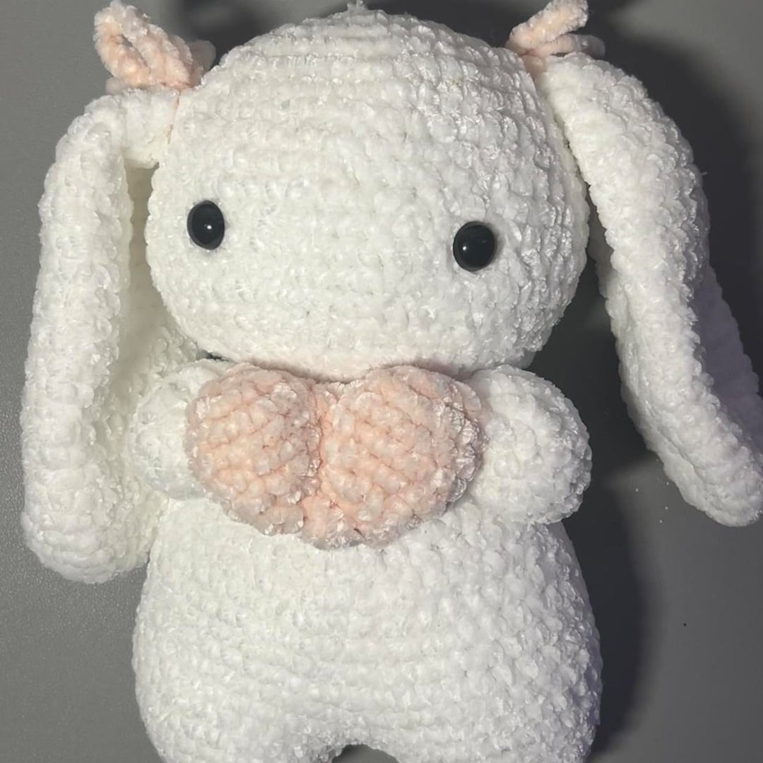 Coquette Crochet White Bunny, Velvet Yarn Cute Aesthetic Amigurumi ...