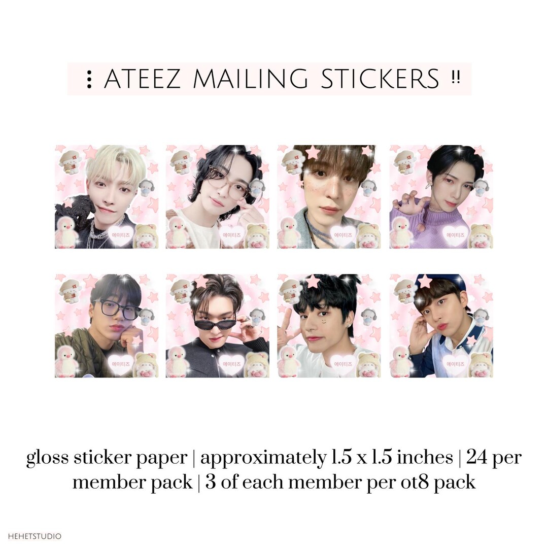 ATEEZ Kpop Mailing Stickers Cute Aesthetic Themed Theme Stationery Deco ...