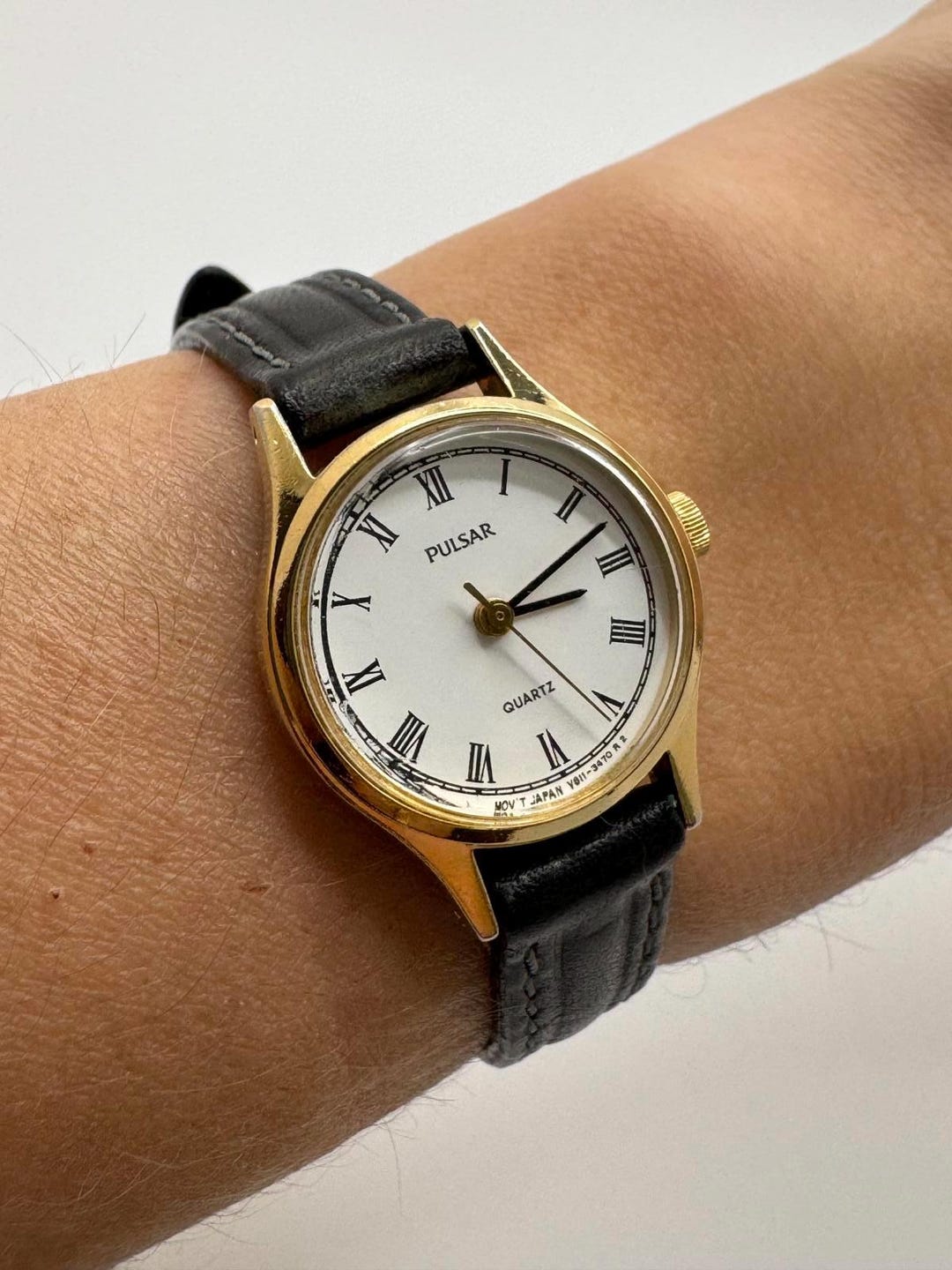 Vintage Pulsar Gold Tone Petite Quartz Watch 21mm Roman Dial Japan ...