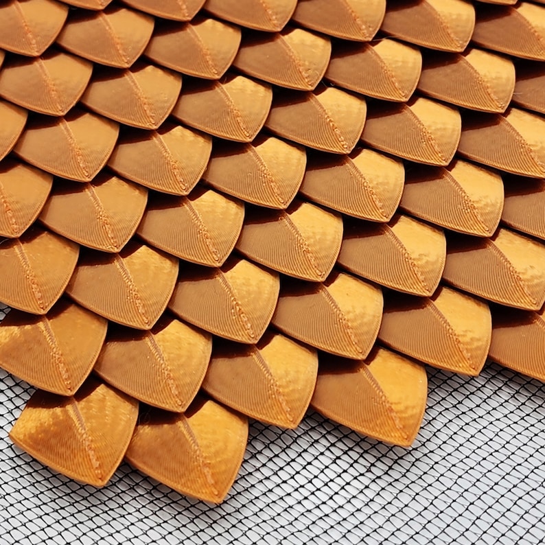 3D Printed Metallic Dragon Scales, Printed on Mesh Fabric, for Fantasy ...