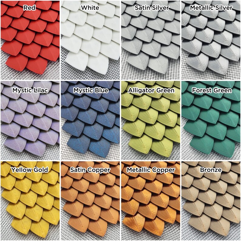 3D Printed Metallic Dragon Scales, Printed on Mesh Fabric, for Fantasy ...