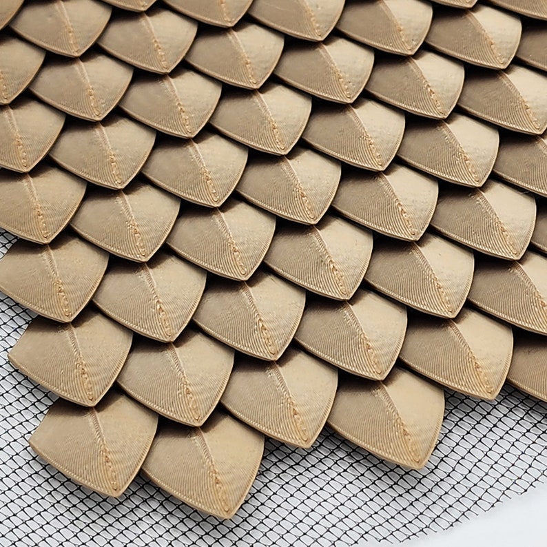 3D Printed Metallic Dragon Scales, Printed on Mesh Fabric, for Fantasy ...