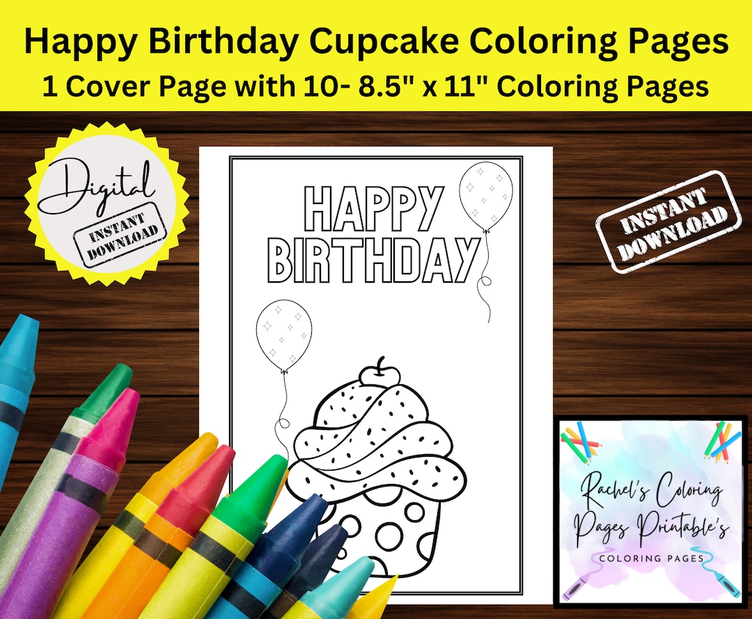 Happy Birthday Cupcake Coloring Pages, Cupcake Coloring Pages, 10 - 8.5 ...