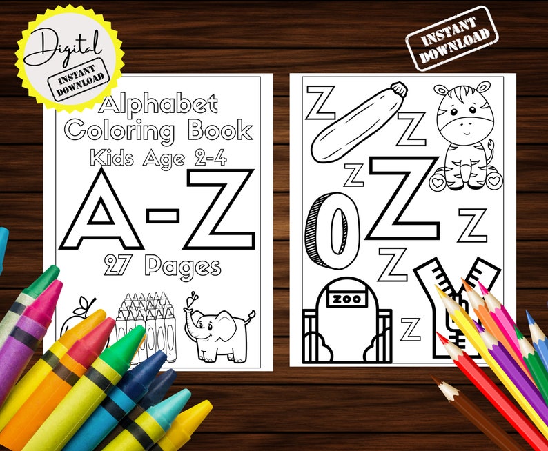 Alphabet Coloring Book Alphabet Coloring Pages Ages 2-4 - Etsy