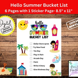Hello Summer Beach Bucket List and Stickers Printables - Beach Vibes ...