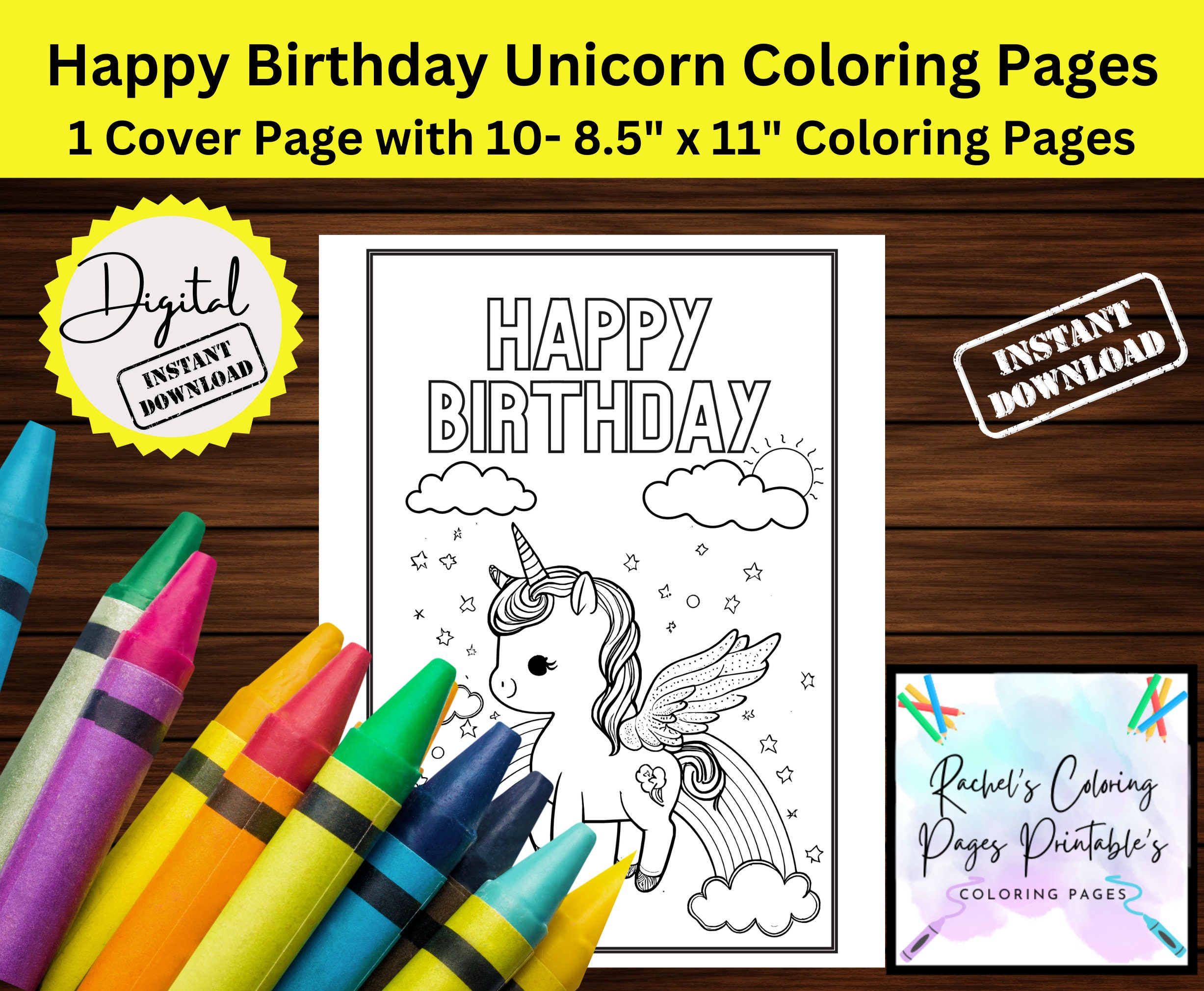Happy Birthday Unicorn Coloring Pages, Unicorn Coloring Pages, 10 - 8.5 ...