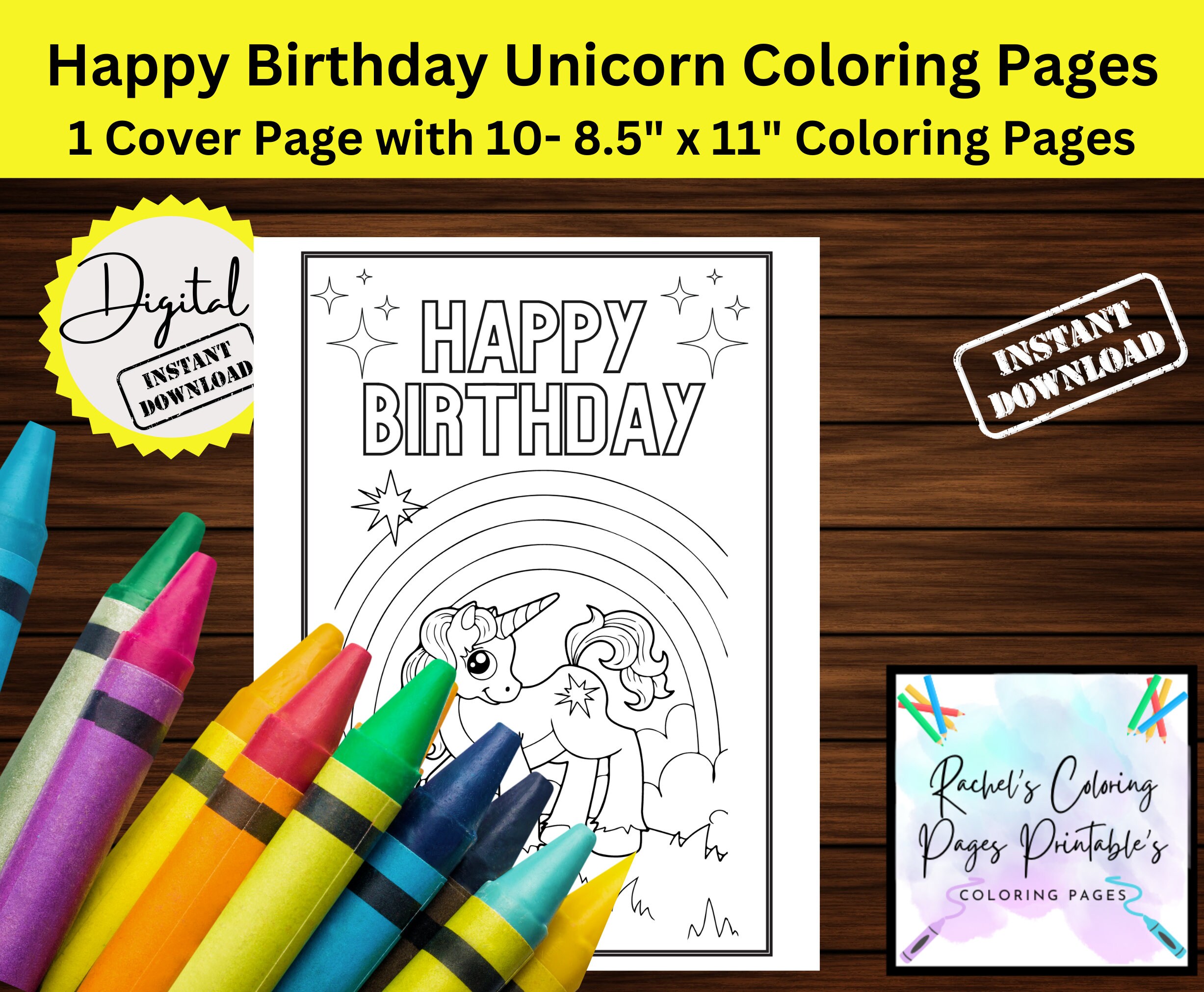 Happy Birthday Unicorn Coloring Pages, Unicorn Coloring Pages, 10 - 8.5 ...