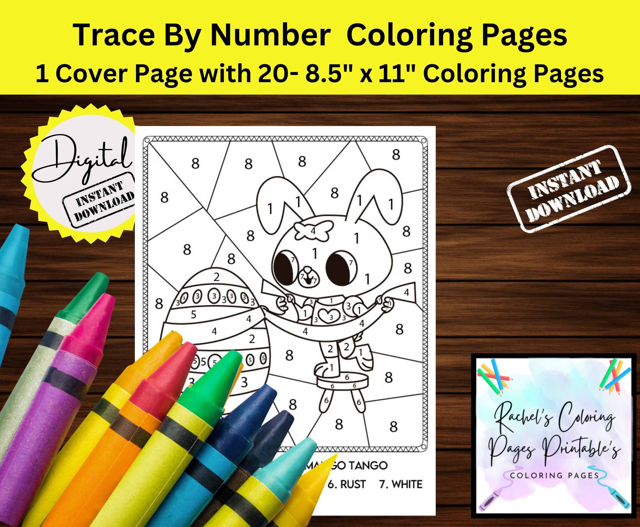 Trace by Number Coloring Pages, Color by Number, Coloring Book, Easy ...