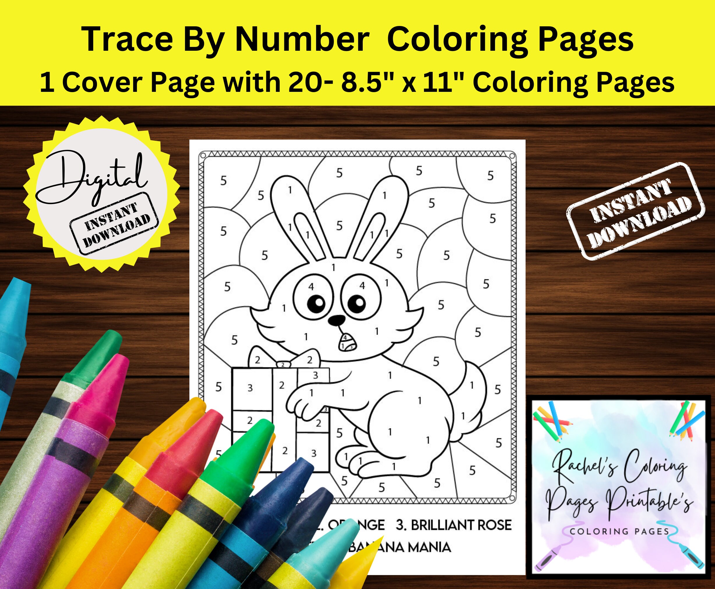 Trace by Number Coloring Pages, Color by Number, Coloring Book, Easy ...