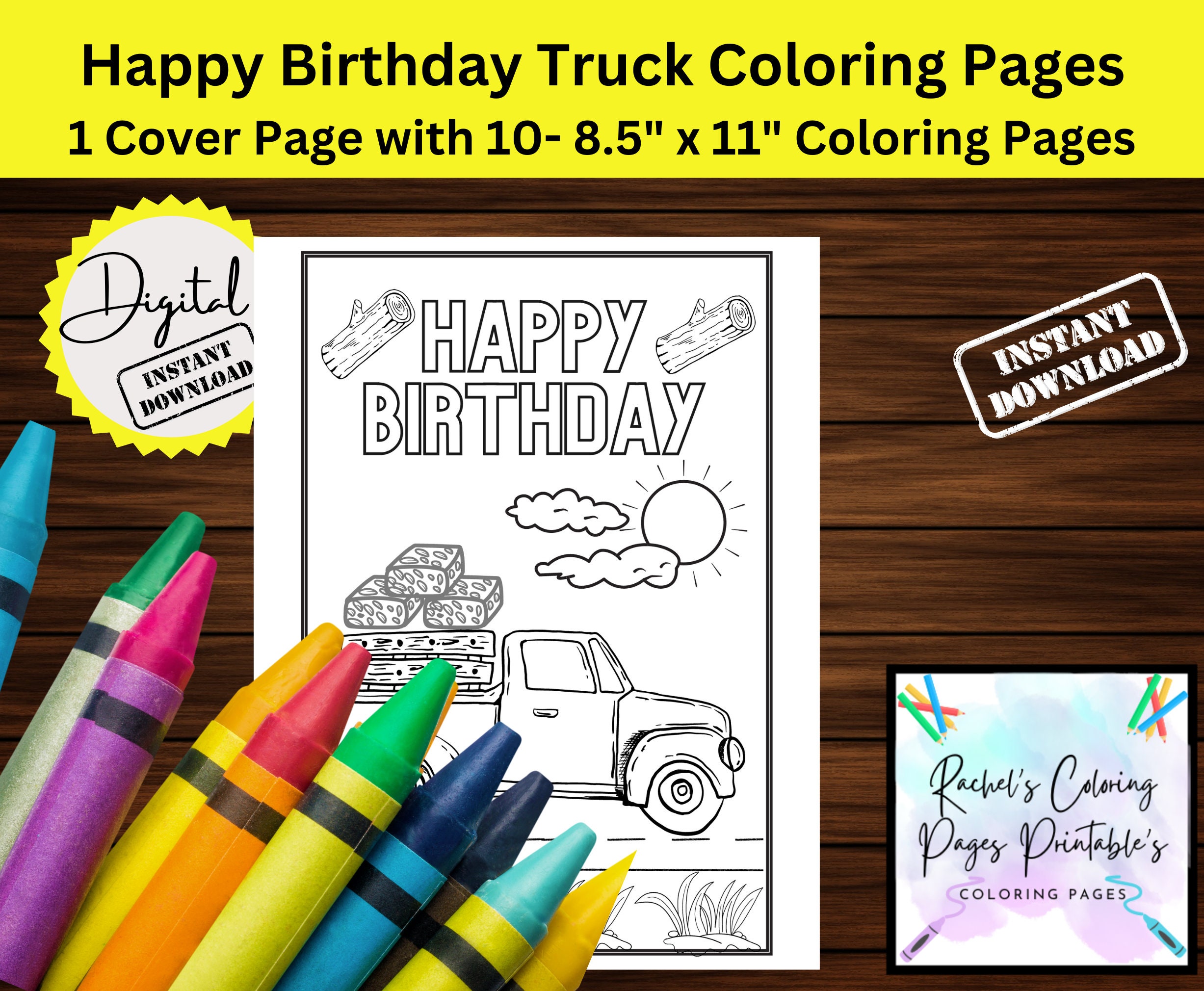 Happy Birthday Truck Coloring Pages, Truck Coloring Pages, 10 8.5 X 11 ...