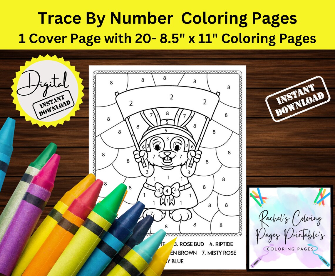 Trace by Number Coloring Pages, Color by Number, Coloring Book, Easy ...