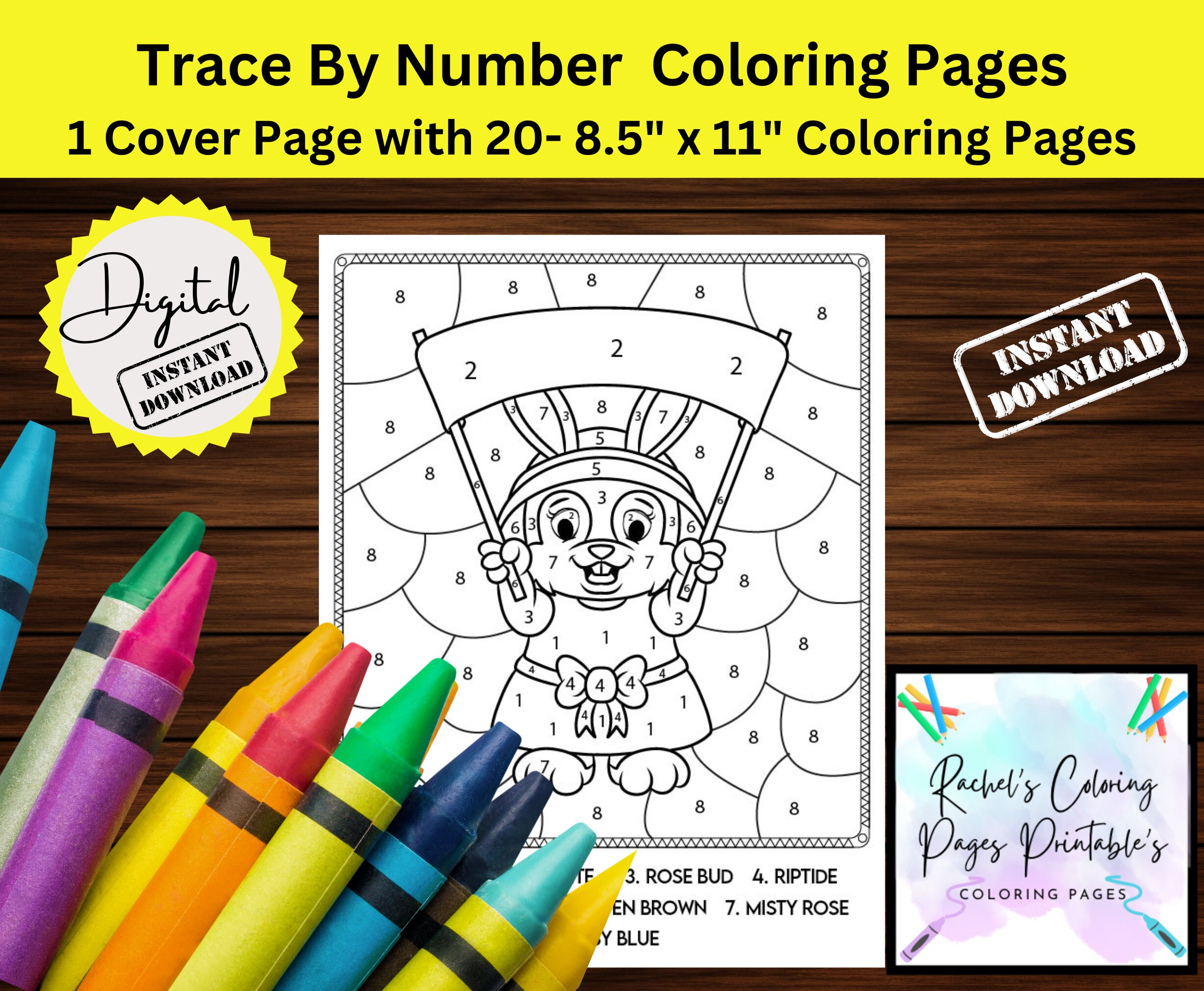 Trace by Number Coloring Pages, Color by Number, Coloring Book, Easy ...