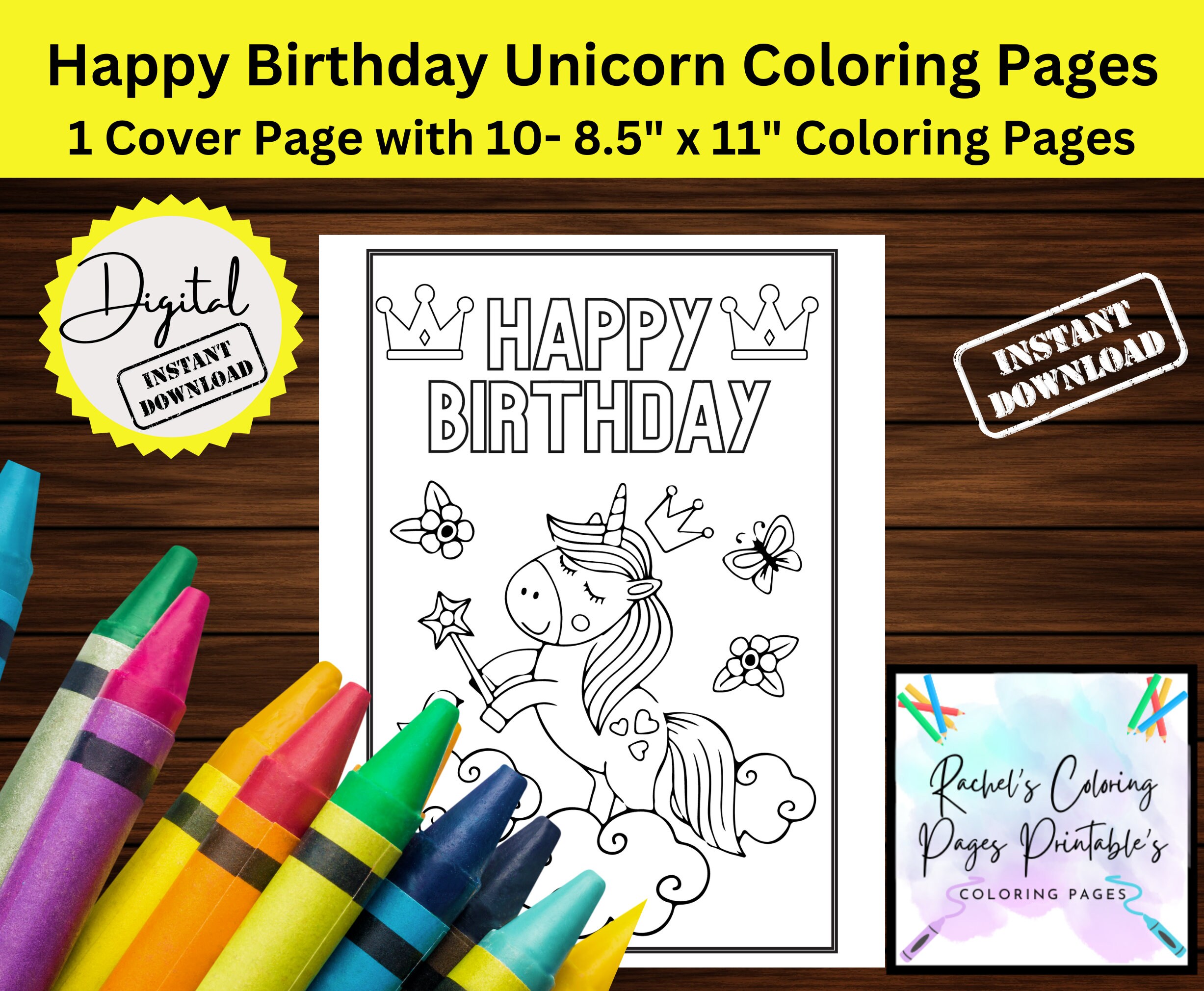 Happy Birthday Unicorn Coloring Pages, Unicorn Coloring Pages, 10 - 8.5 ...