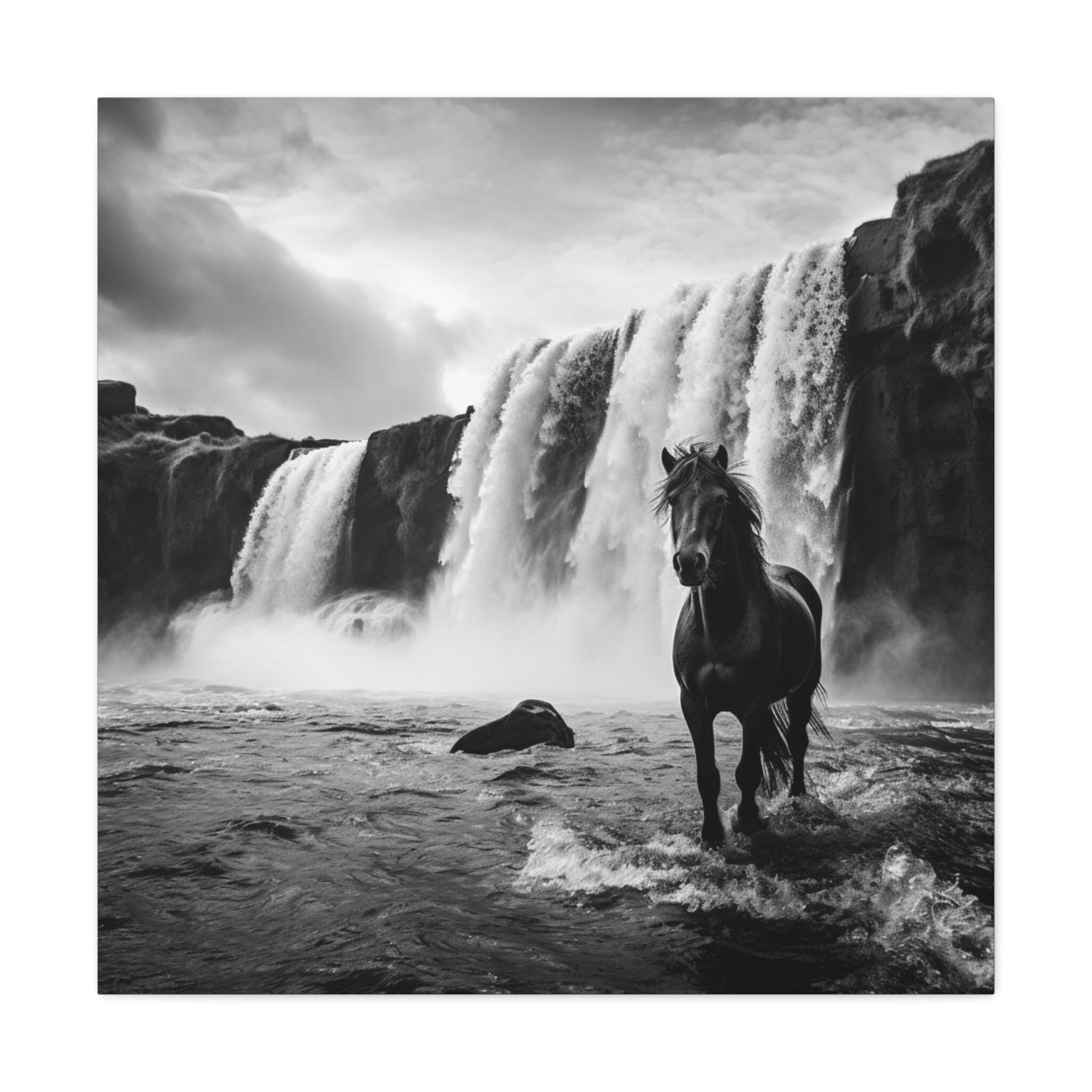 Graceful Horse Underwaterfall: Ai-generated Fine Art Photography Canvas ...