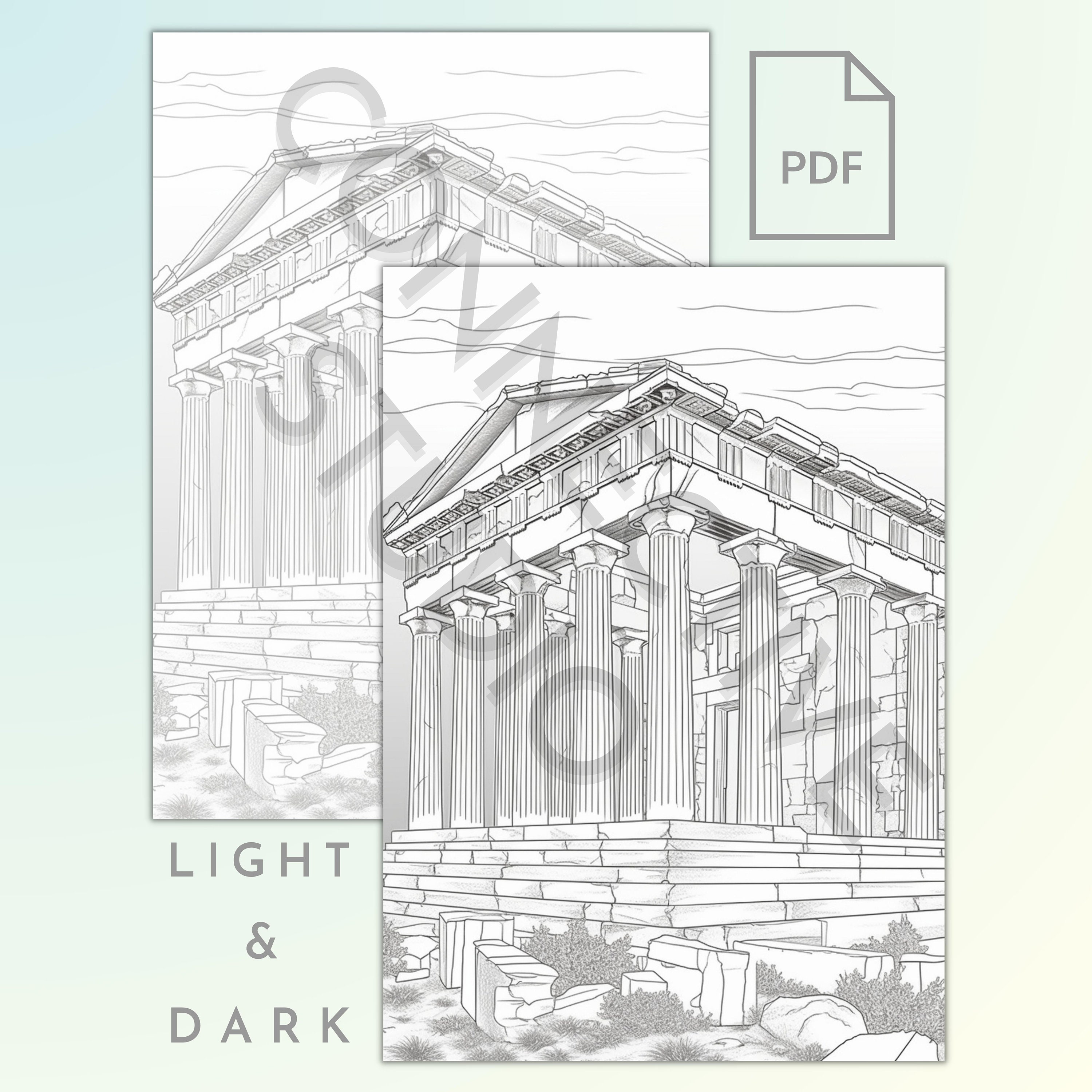 GREECE Coloring Pages Six Pack of Premium Art Printable Adult Colouring ...