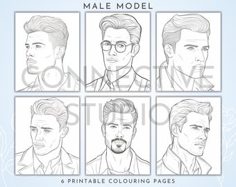 MALE MODEL Coloring Pages Six Pack of Premium Art Printable Adult ...