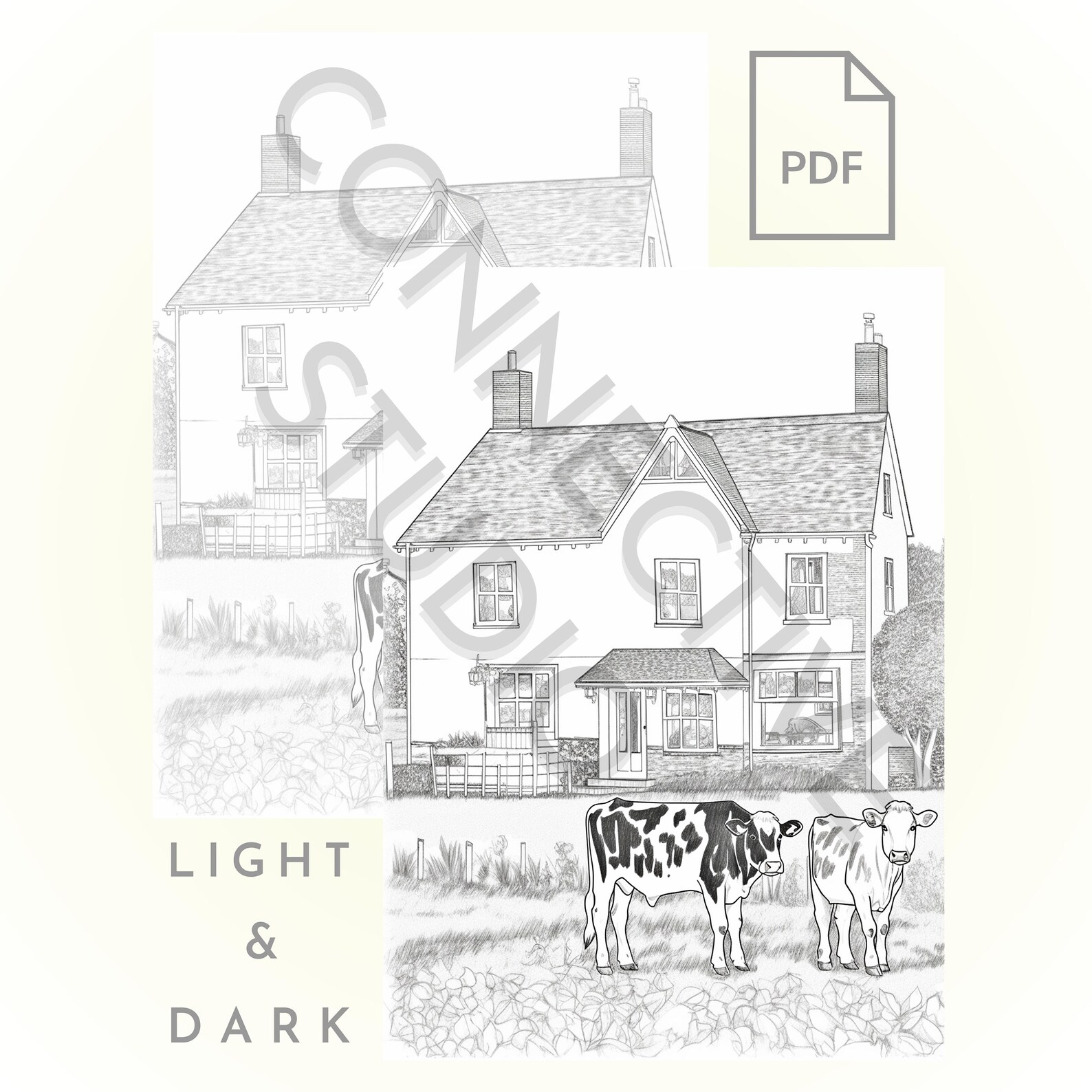 Farm Coloring Pages Six Pack of Premium Art | Printable Adult Colouring ...