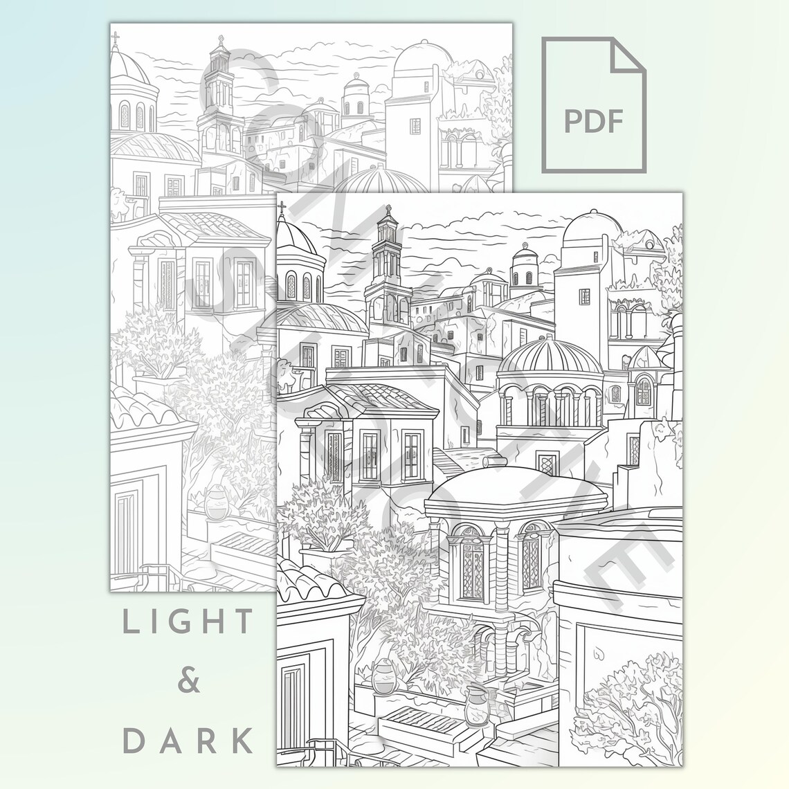 GREECE Coloring Pages Six Pack of Premium Art Printable Adult Colouring ...