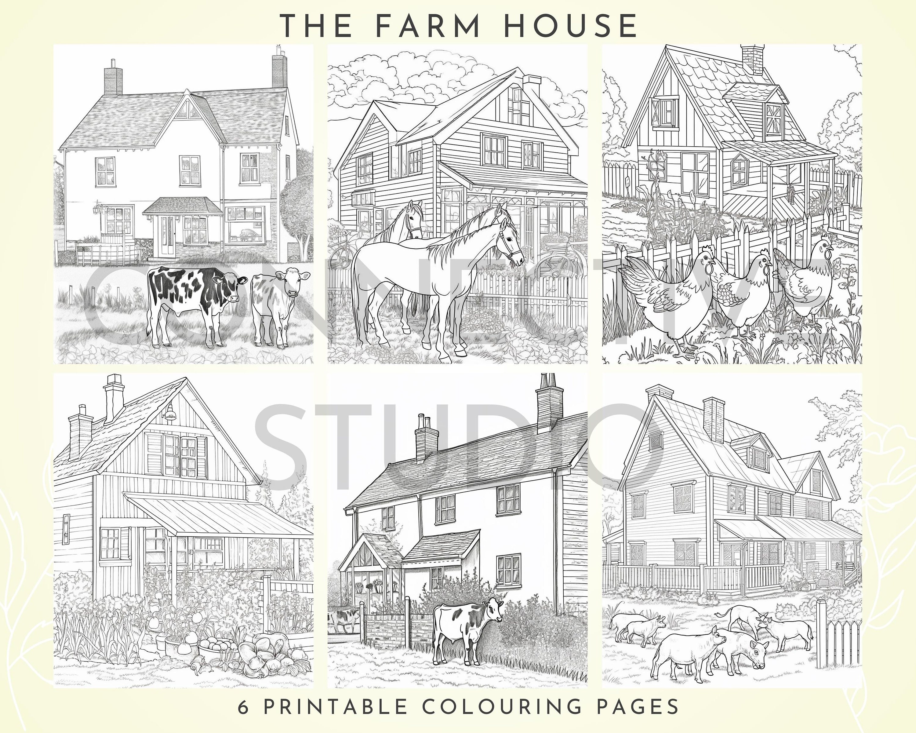 Farm Coloring Pages Six Pack of Premium Art | Printable Adult Colouring ...