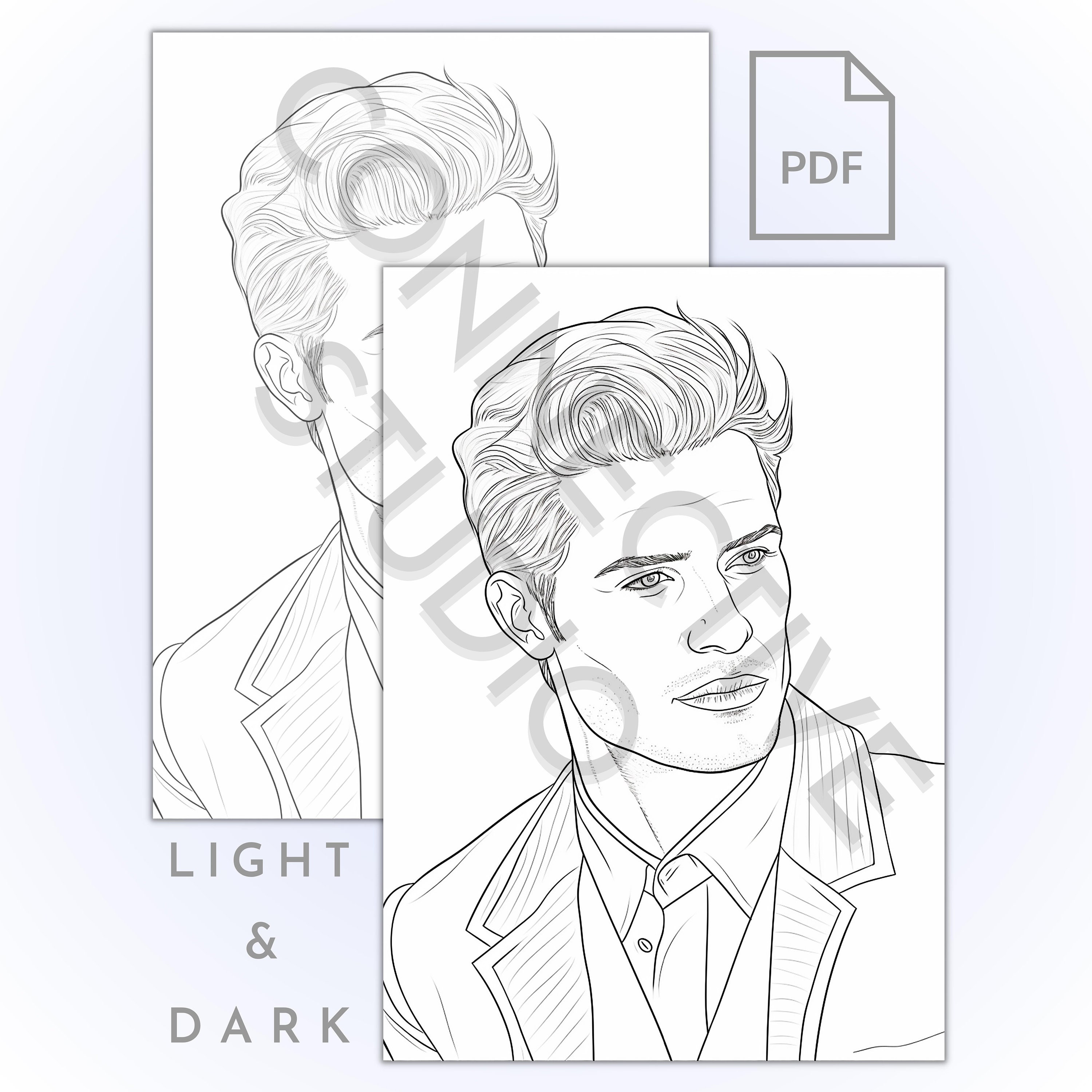 MALE MODEL Coloring Pages Six Pack of Premium Art Printable Adult ...