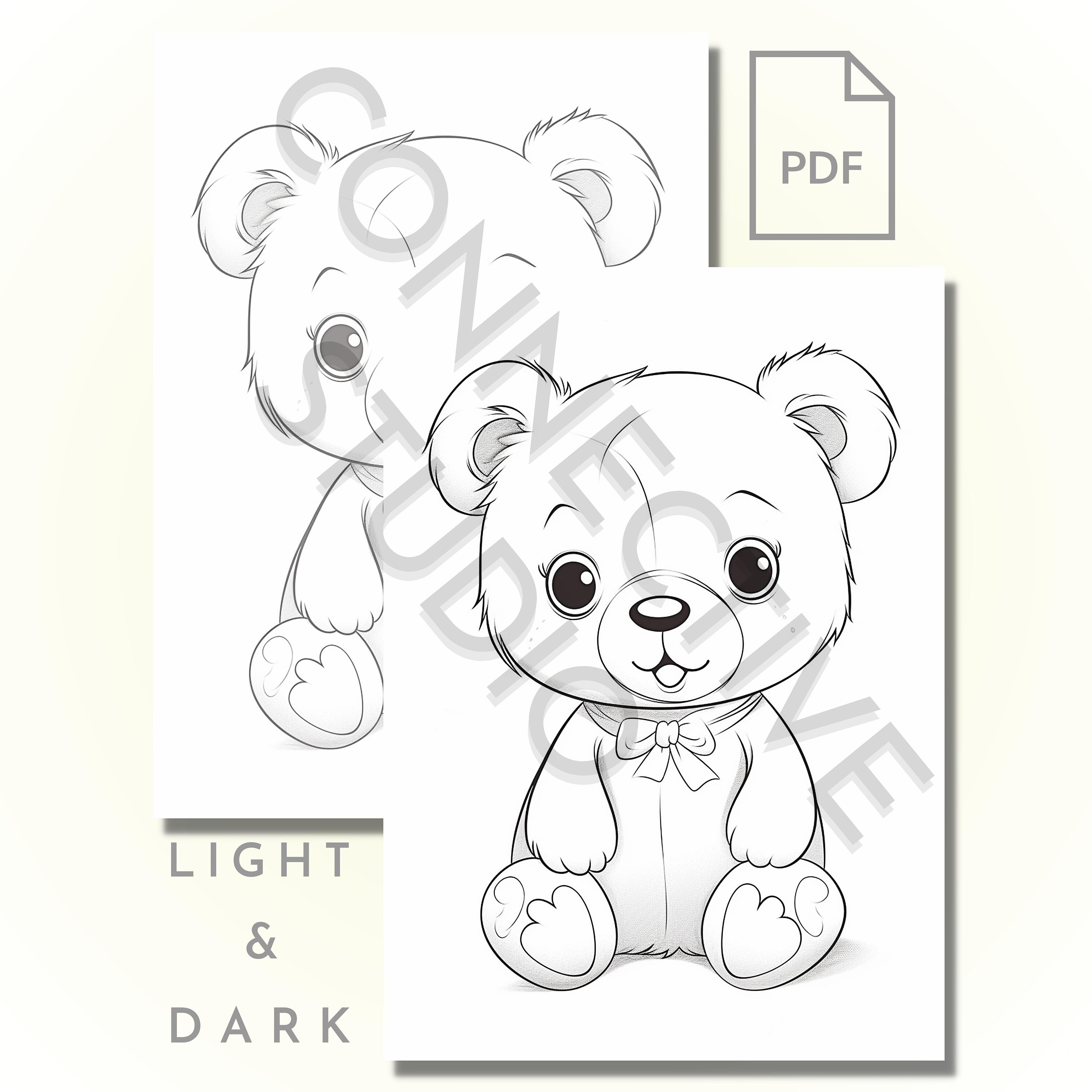TEDDY BEAR Coloring Pages Six Pack of Premium Art | Printable Adult ...