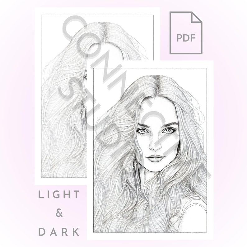 Models Coloring Pages Six Pack of Premium Art | Printable Adult ...