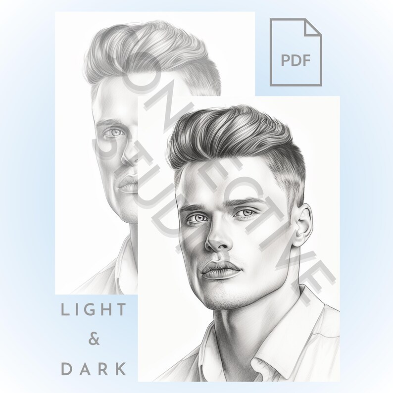 MALE MODEL Coloring Pages Six Pack of Premium Art Printable - Etsy