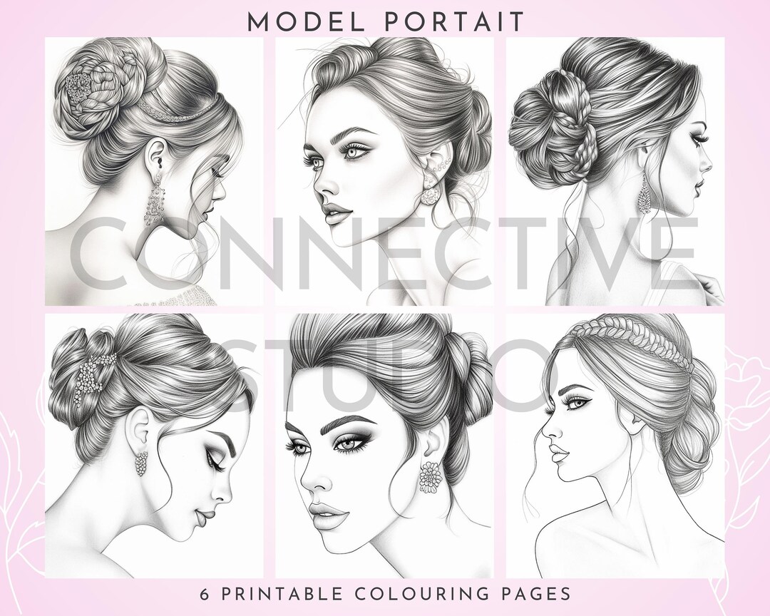Models Coloring Pages Six Pack of Premium Art | Printable Adult ...
