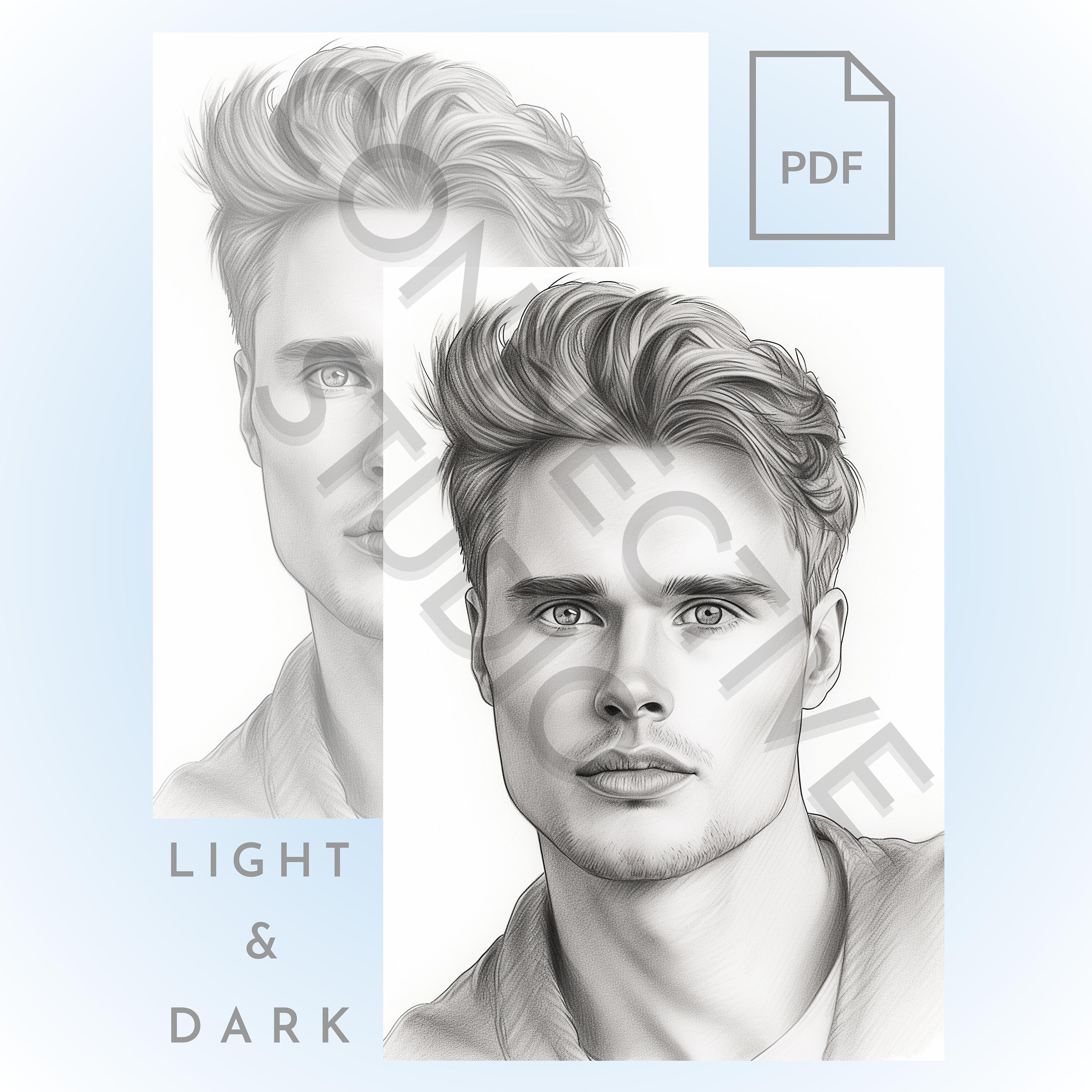 MALE MODEL Coloring Pages Six Pack of Premium Art Printable Adult ...