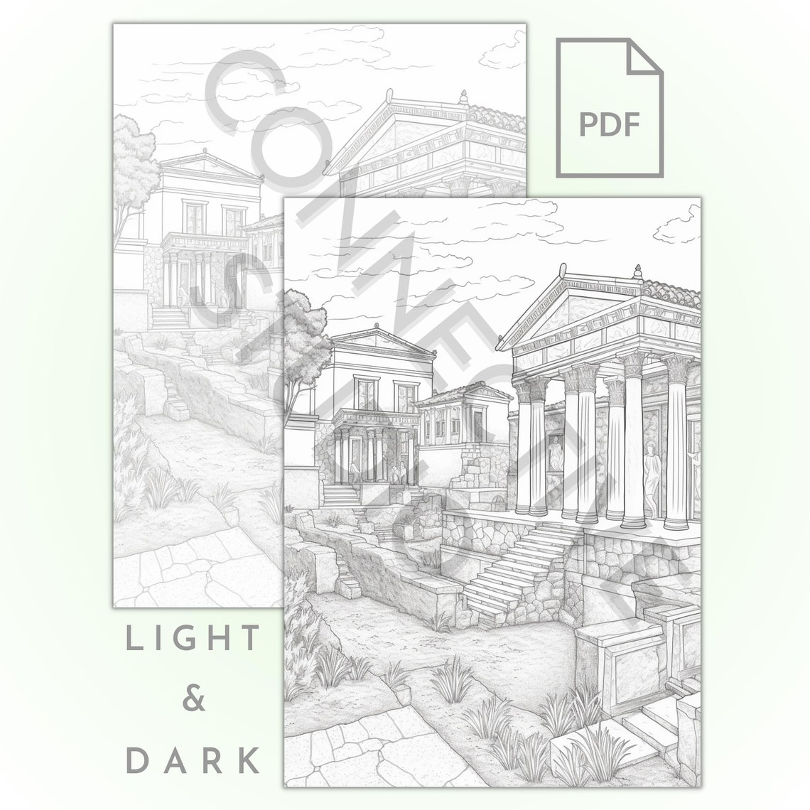 POMPEII & HERCULANEUM Coloring Pages Six Pack of Premium Art ...