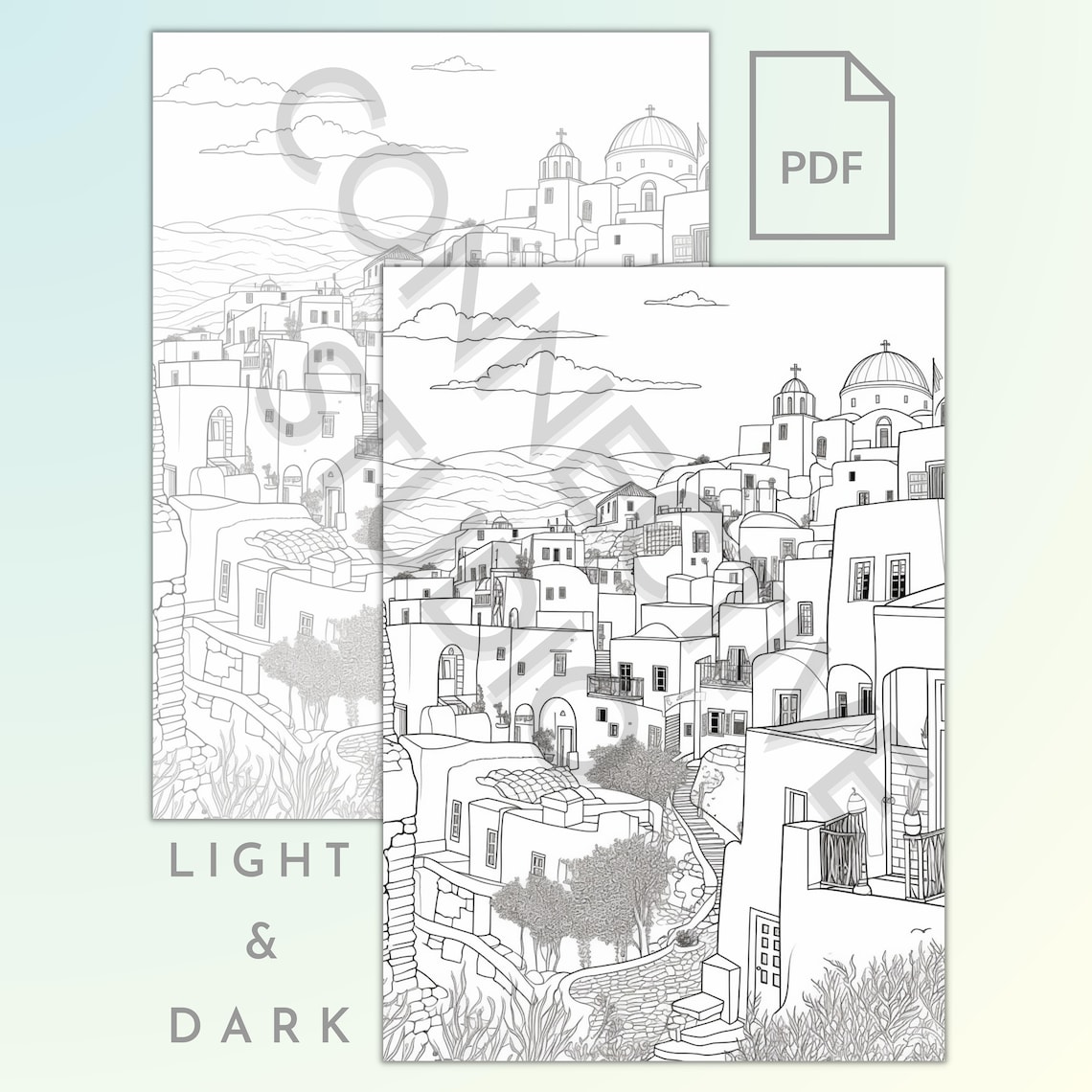 GREECE Coloring Pages Six Pack of Premium Art Printable Adult Colouring ...