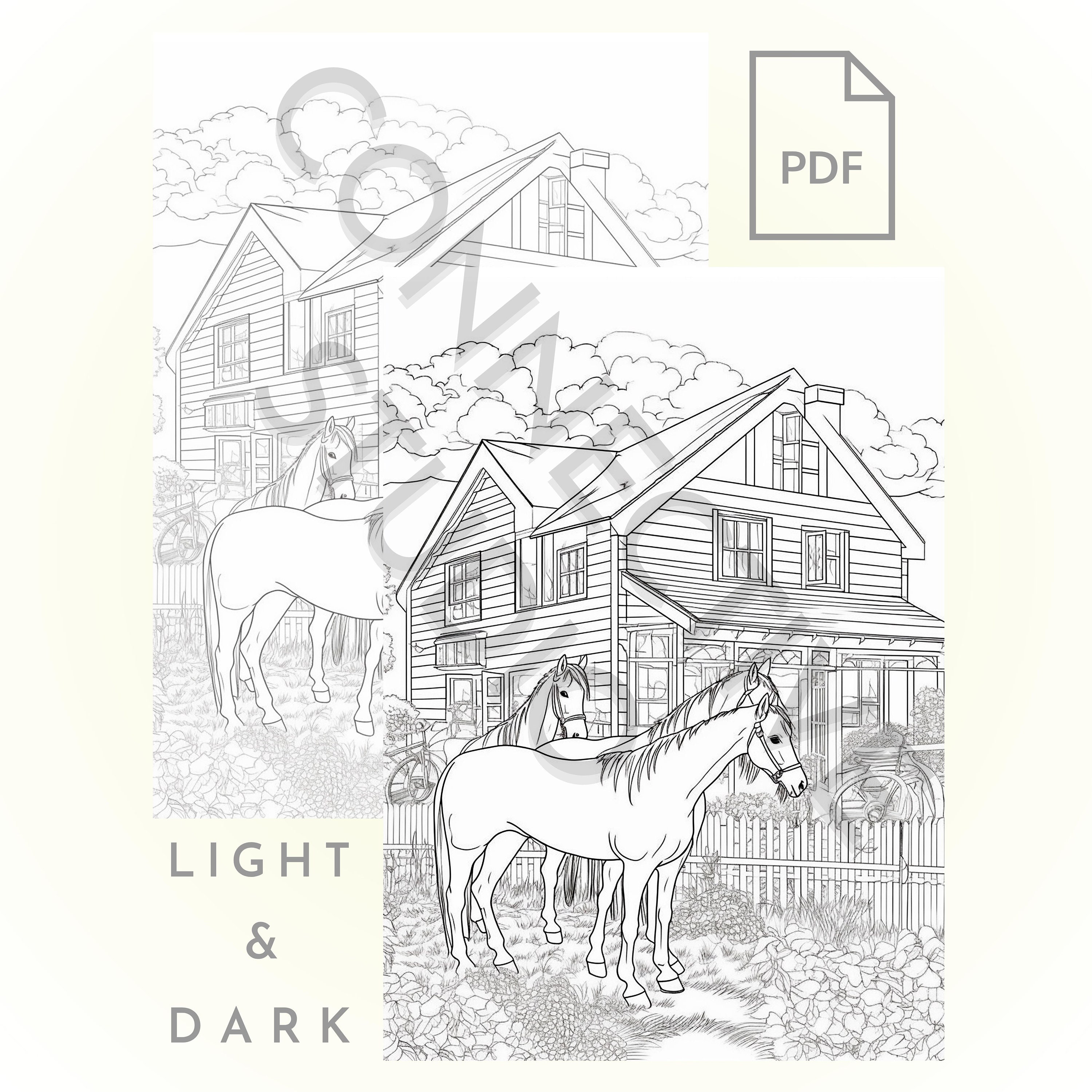 Farm Coloring Pages Six Pack of Premium Art | Printable Adult Colouring ...