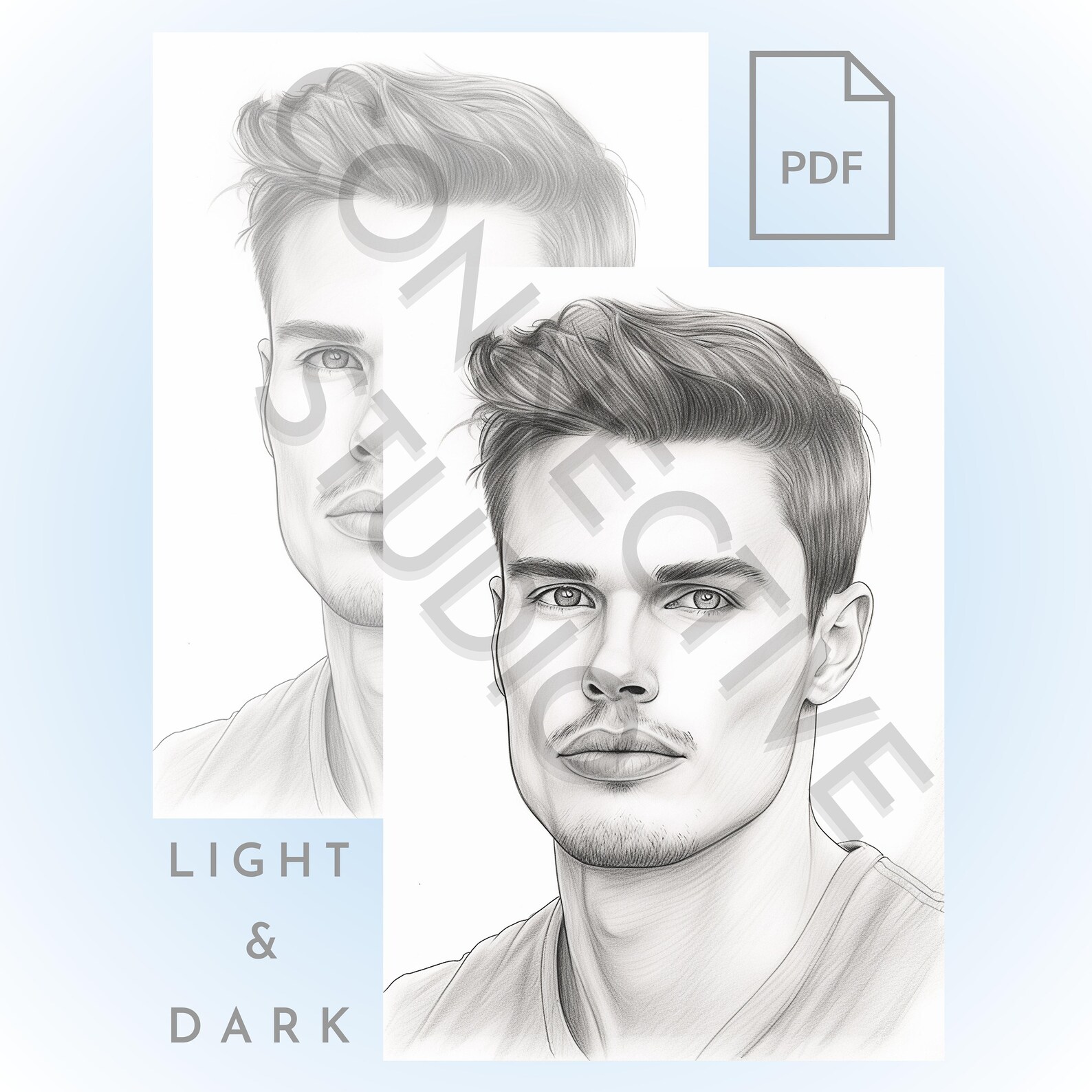 MALE MODEL Coloring Pages Six Pack of Premium Art Printable Adult ...