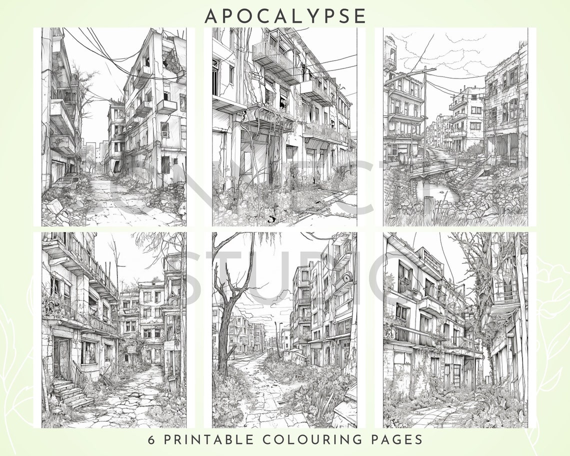 Apocalypse Coloring Pages Six Pack of Premium Art | Printable Adult ...