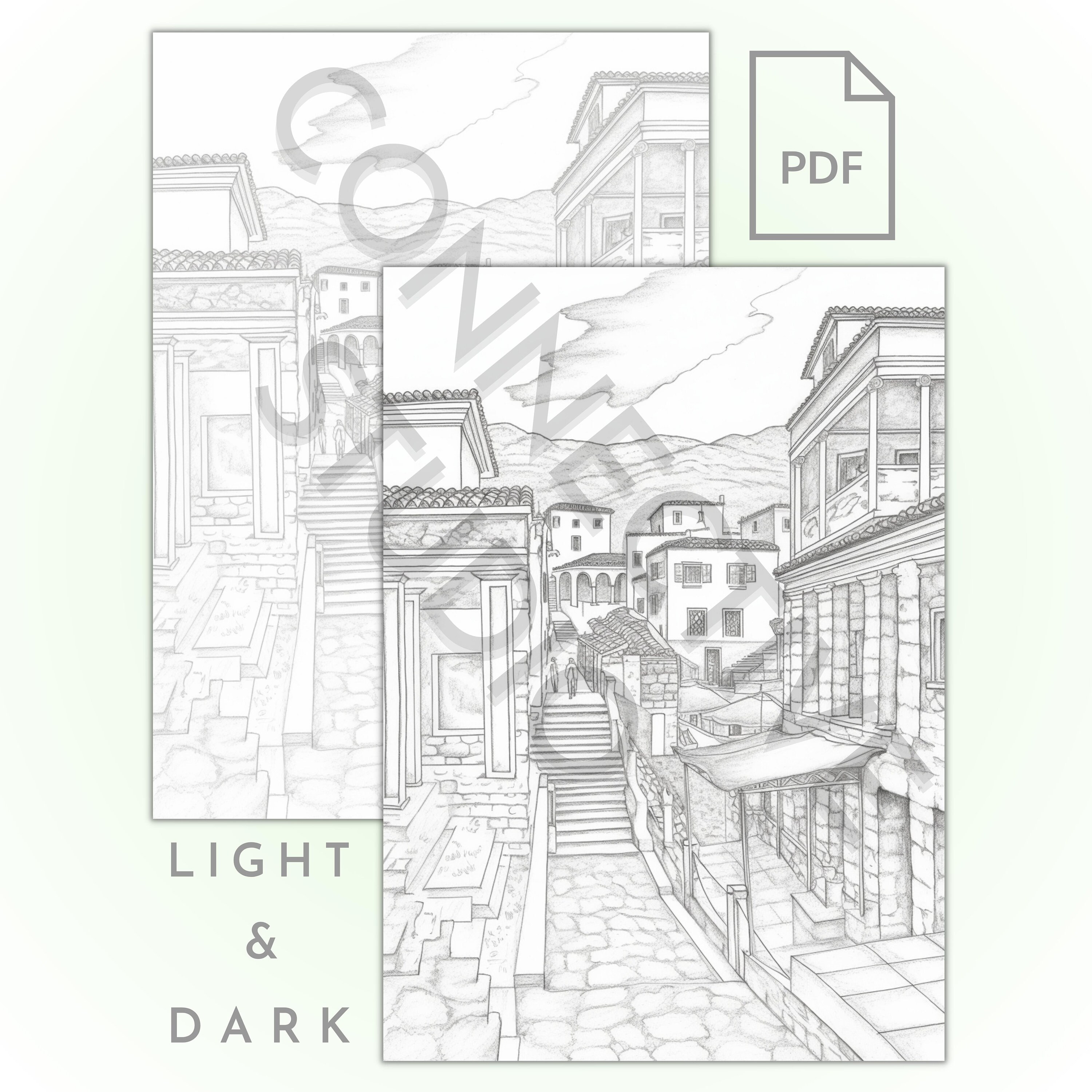 POMPEII & HERCULANEUM Coloring Pages Six Pack of Premium Art ...