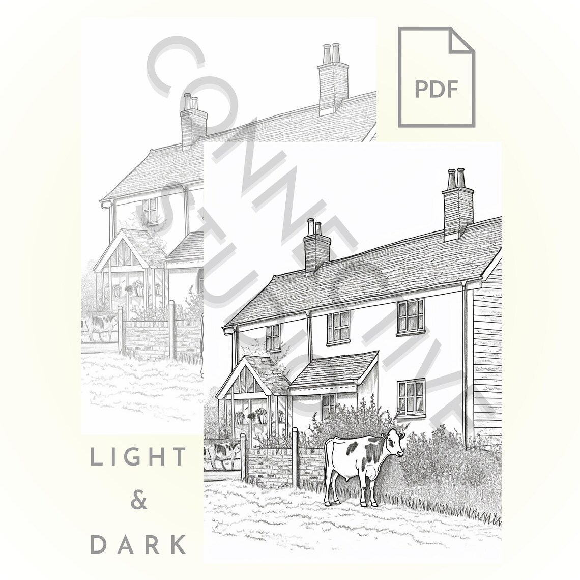 Farm Coloring Pages Six Pack of Premium Art Printable Adult Colouring ...