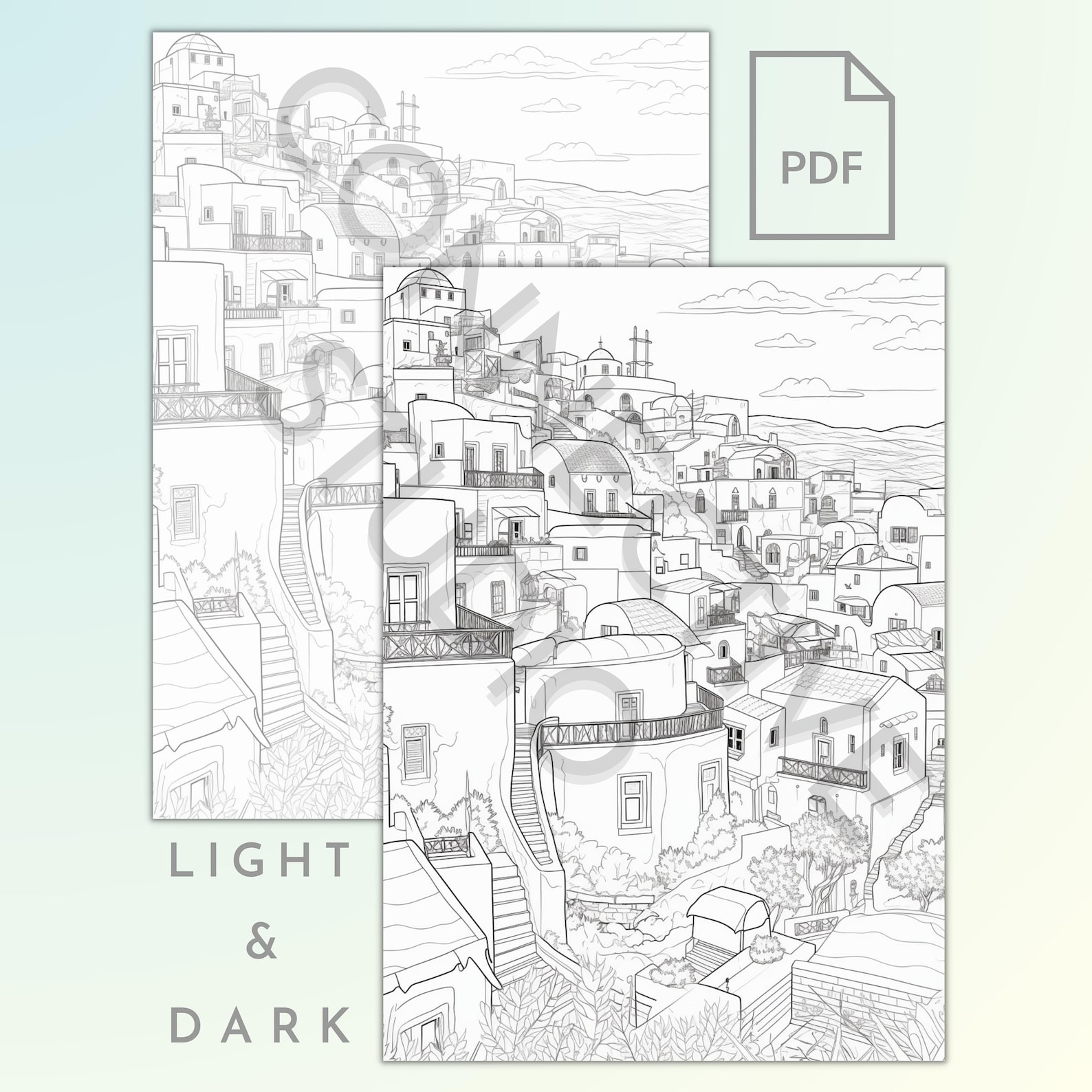 GREECE Coloring Pages Six Pack of Premium Art Printable Adult Colouring ...